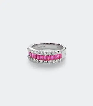 BUCHERER FINE JEWELLERY Baguette Love 18kt White Gold Ring With Rubies And Diamonds - Silver