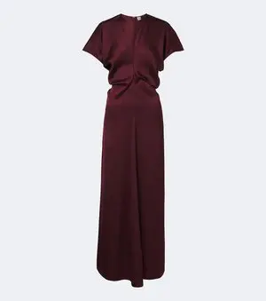 TOTEME Draped Crepe Satin Maxi Dress