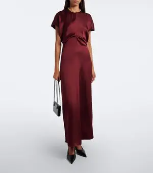 TOTEME Draped Crepe Satin Maxi Dress
