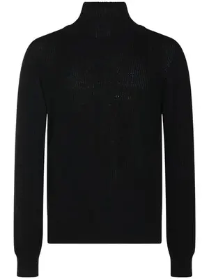 Rick Owens Ribbed Turtleneck Knitted Sweater By - Black
