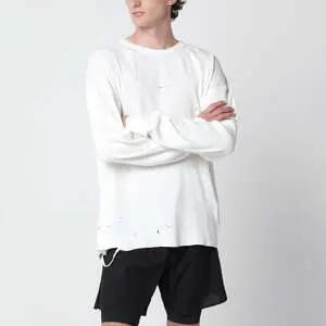 Satisfy Mothtech Aged Ecru T-shirt With Holes - Beige