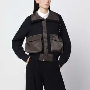 Sacai Navy Blue/khaki Green Jacket In Cotton Blend