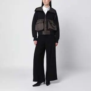 Sacai Navy Blue/khaki Green Jacket In Cotton Blend