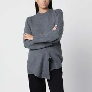 TOTEME Dark Asymmetrical Wool And Cashmere Sweater
