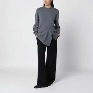 TOTEME Dark Asymmetrical Wool And Cashmere Sweater