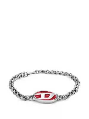 DIESEL® Logo-plaque Wheat-chain Bracelet - Silver