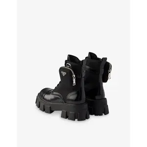 Prada Monolith And Re-nylon Leather Ankle Boots