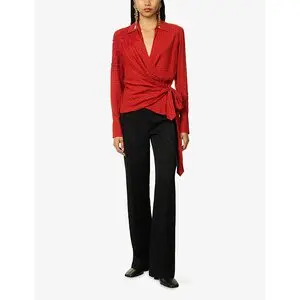 Dries Van Noten Cadea Embellished Wrap Woven Shirt