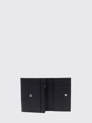 Orciani Hammered Calfskin Leather Bifold Wallet With Flap - Black