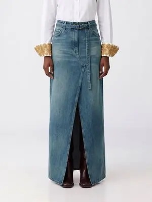 Dries Van Noten High-waisted Denim Maxi Pencil Skirt With Front Slit
