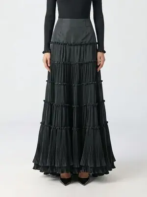Blumarine High-waisted Pleated Crêpe Full Maxi Skirt - Black