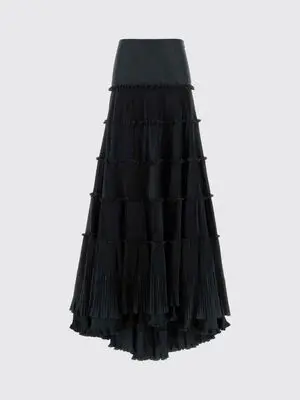Blumarine High-waisted Pleated Crêpe Full Maxi Skirt - Black