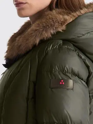 Peuterey Short Quilted Nylon Puffer Jacket With Hood And A Relaxed Fit - Brown