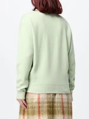 TELA Long-sleeved Knitted Wool Polo Shirt With A Ribbed Collar - Mint