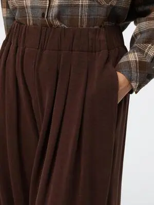 ELEH High-waisted Wide-leg Cotton Blend Trousers