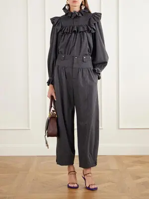 Chloé Ruffled Wool And Cashmere-blend Flannel Blouse