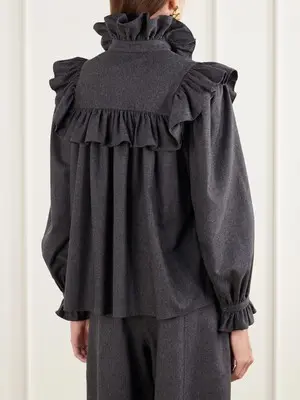 Chloé Ruffled Wool And Cashmere-blend Flannel Blouse