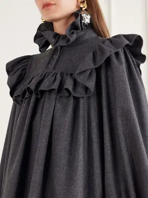 Chloé Ruffled Wool And Cashmere-blend Flannel Blouse