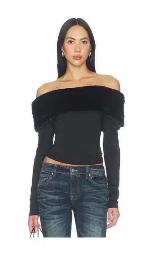 Lioness Waldorf Off Shoulder Top - Black