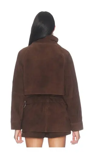 AEXAE Lamb Leather Suede Cinched Mid Jacket
