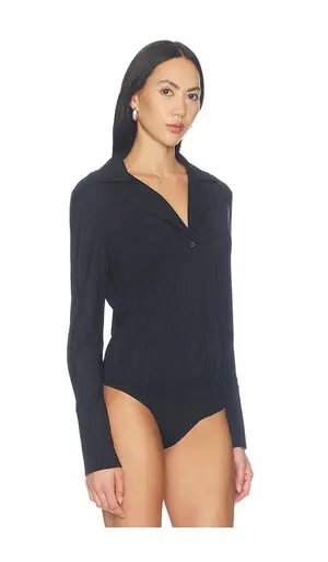 Commando Classic Blousey Button Down Bodysuit - Black