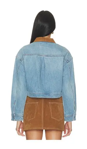 Good American The Denim Swing Cropped Jacket