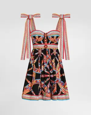 Dolce & Gabbana Carretto-print Poplin Dress Dresses Multi-colored - Multicolor