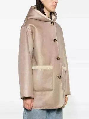 PENNYBLACK Hooded Shearling-trim Coat