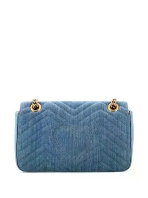 Gucci Pearly Gg Marmont Flap Bag Matelasse Denim Small Shoulder Bag