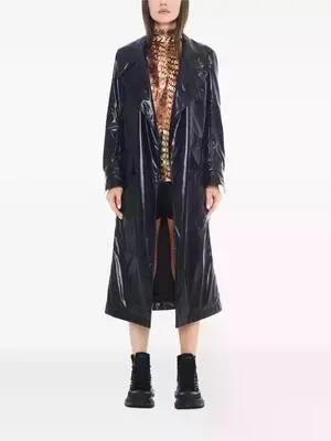 TESSITURA BODY COUTURE Belted Waterproof Trench Coat - Black