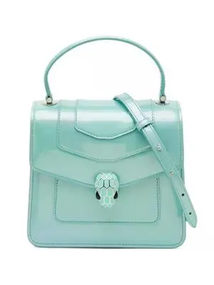 BVLGARI Serpenti Forever Leather Satchel Bag - Blue