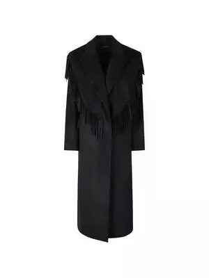 Federica Tosi Fringe-detail Detachable-cape Coat - Grey