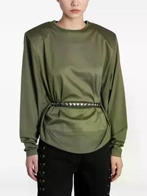 IRO PARIS Arum Padded-shoulder Long-sleeve T-shirt - Green
