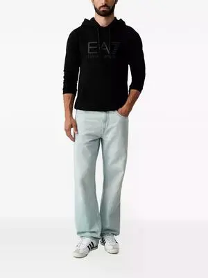 EA7 Logo-print Hoodie - Black