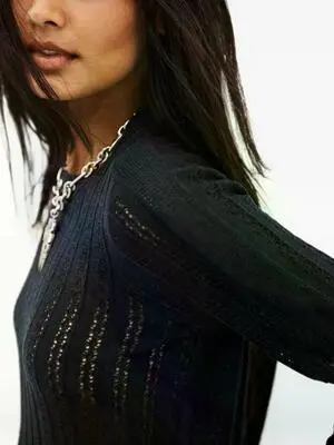 Ba&sh Dakar Pointelle-knit Long-sleeve Sweater
