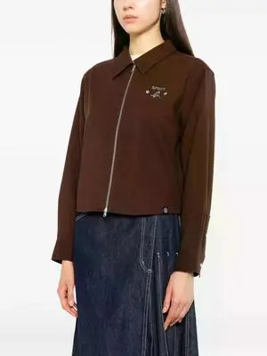 AGNES B. Flannel-blend Zip-up Shirt Jacket