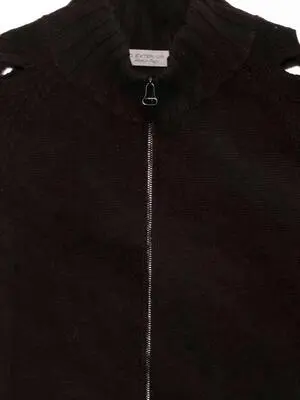 D.exterior Braided-sleeve Zip-up Sweater