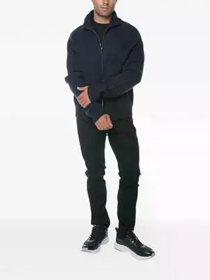 Emporio Armani Ribbed-knit Wool Cardigan - Blue