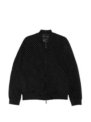 Emporio Armani Monogram-pattern Bomber Jacket - Black