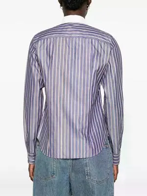 FORTE_FORTE Stripe-print Club-collar Shirt