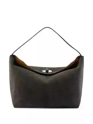 Christopher Esber Turnlock Suede Shoulder Bag - Grey