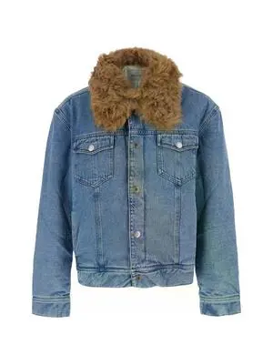AMI Paris Faux-shearling Denim Jacket - Blue