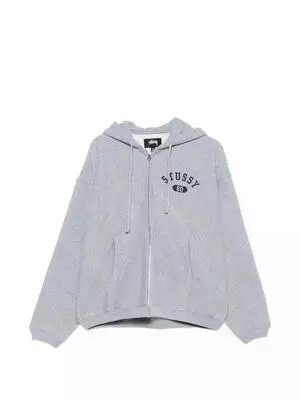 StÜssy Logo-print Zip-up Hoodie - Grey