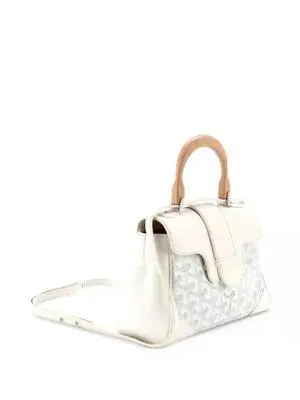 Goyard Saigon Top Handle Bag Coated Canvas With Leather Mini Shoulder Bag - White