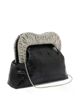 TWENTY FOURHAITCH Croc-effect Crystal-embellished Clutch Bag