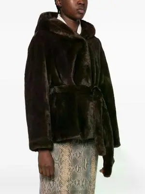 ZOE PARIS Belted Faux-fur Jacket