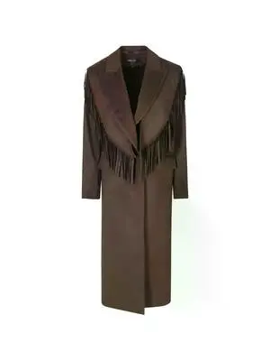 Federica Tosi Fringe-detail Cape-overlay Coat - Brown