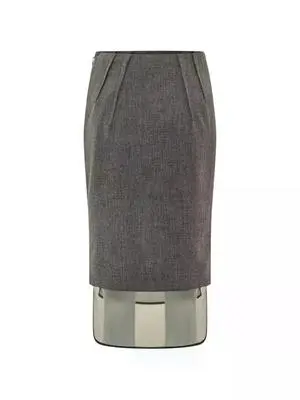 DES_PHEMMES Crystal-embellished Layered Pencil Midi Skirt