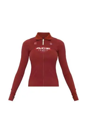 Lacoste Runway Tight-fit Stretch Polo Shirt With Zipper - Red