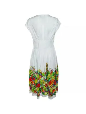 Moschino Fruit-print V-neck Midi Dress - White